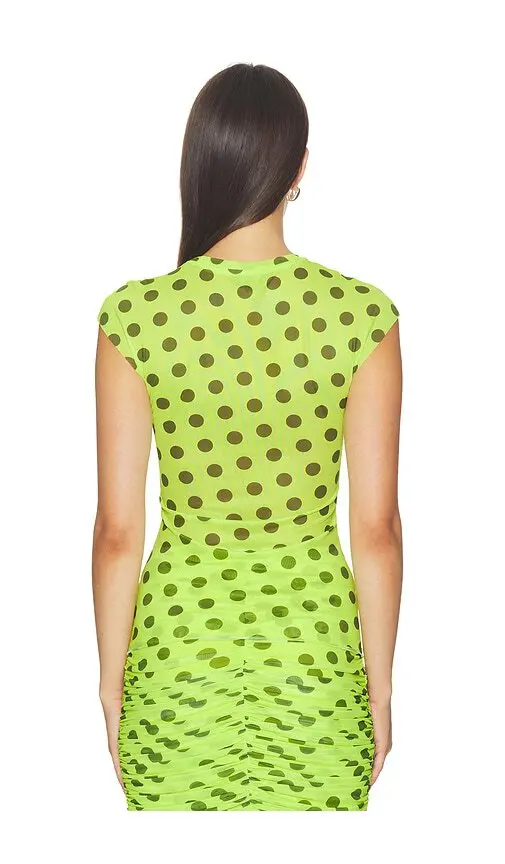 AFRM Nina Mesh Polka Dot Top - Green