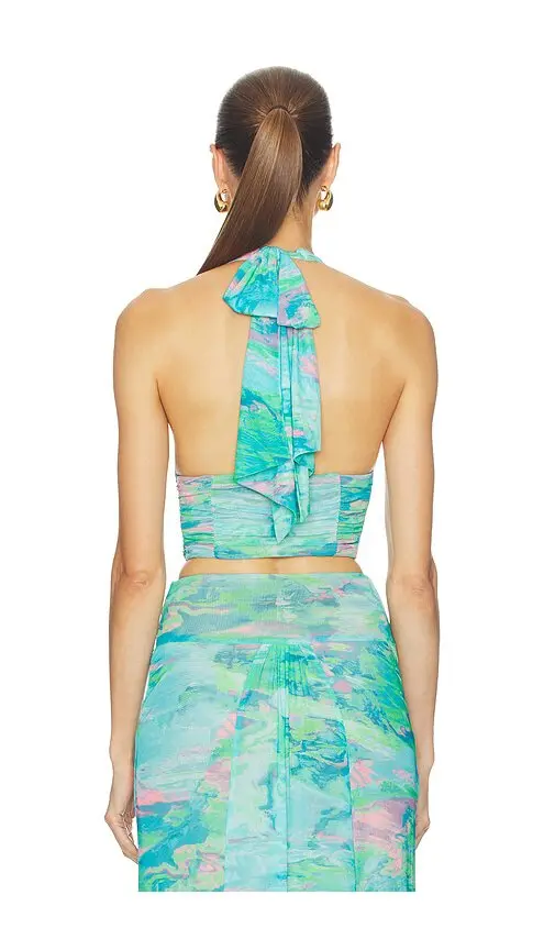 AFRM Gabriella Halterneck Cropped Top - Teal