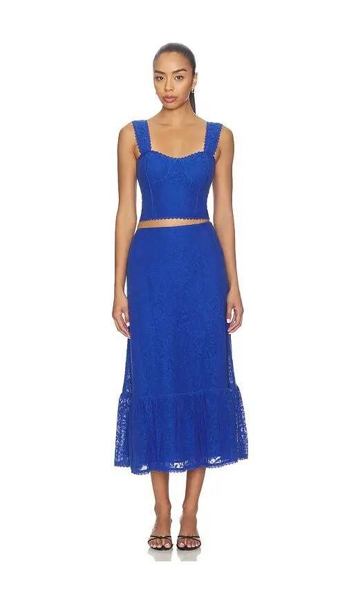 CLEOBELLA Azul Lace Cropped Top