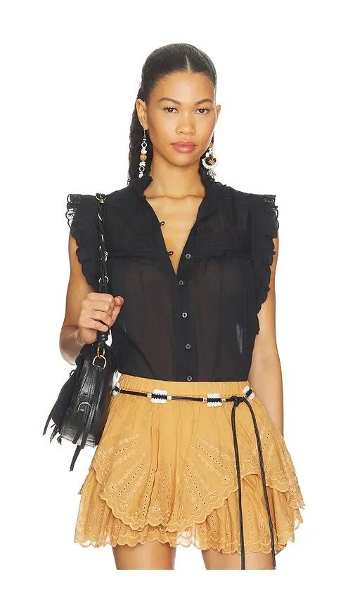 Isabel Marant Étoile Sleeveless Embroidered Voile Top - Black