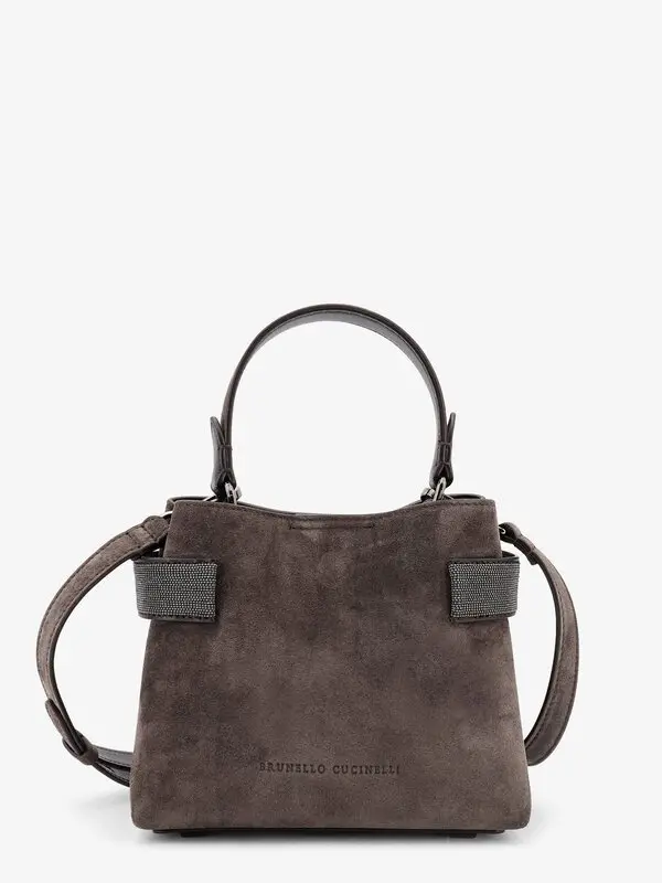 Brunello Cucinelli Suede Crossbody Bag With Monili Detail - Multicolor