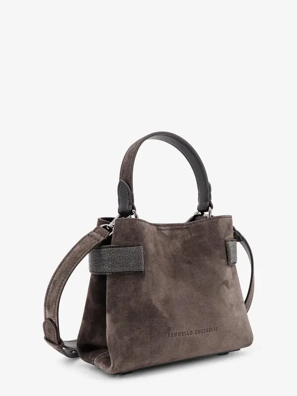 Brunello Cucinelli Suede Crossbody Bag With Monili Detail - Multicolor