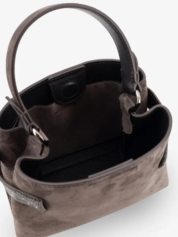 Brunello Cucinelli Suede Crossbody Bag With Monili Detail - Multicolor