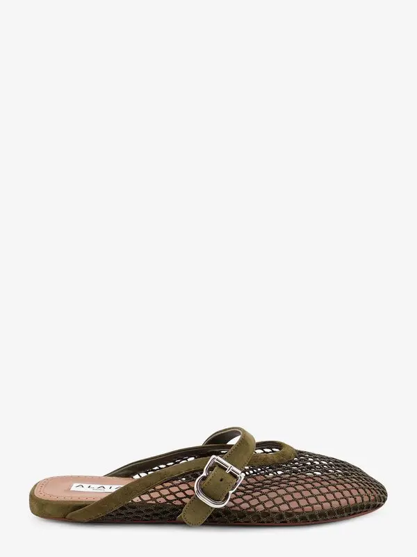 Alaïa Fishnet Mesh And Leather Sandals - Multicolor