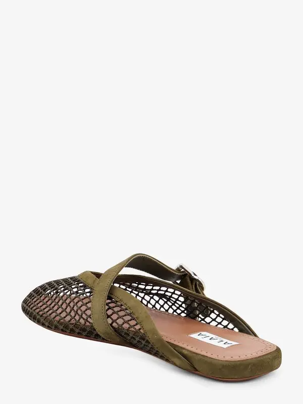 Alaïa Fishnet Mesh And Leather Sandals - Multicolor