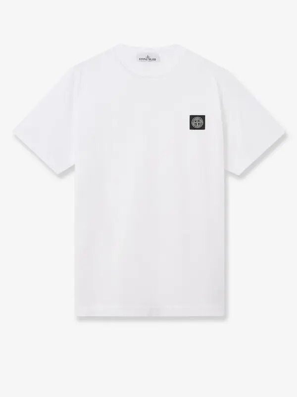 Stone Island Cotton T-shirt With Front Logo Patch - White