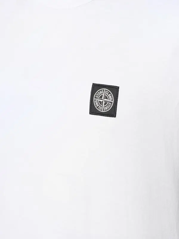 Stone Island Cotton T-shirt With Front Logo Patch - White