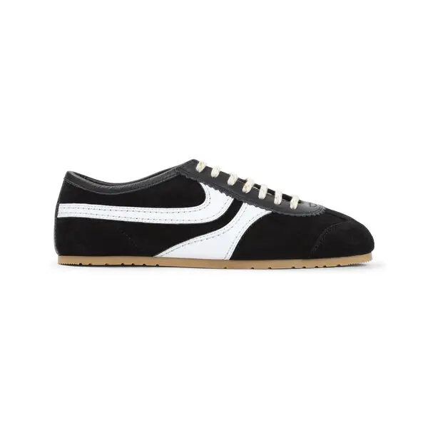 Dries Van Noten Suede And Leather Overlay Sneakers - Black