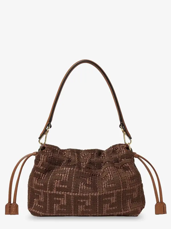 Fendi Mamma Baguette Medium Raffia Handbag With Ff Embroidery