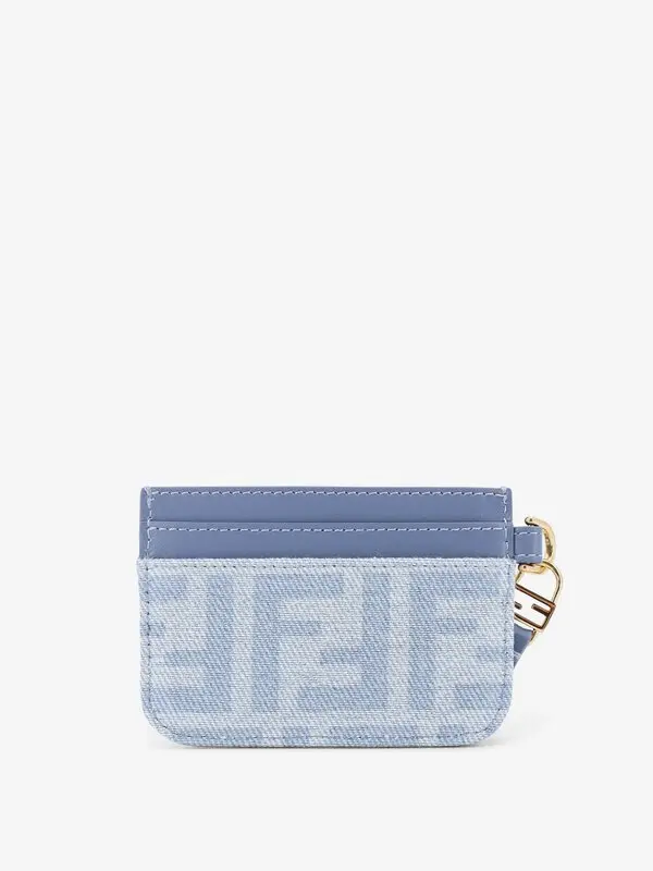 Fendi Denim Baguette Card Holder With Ff Motif - Multicolor