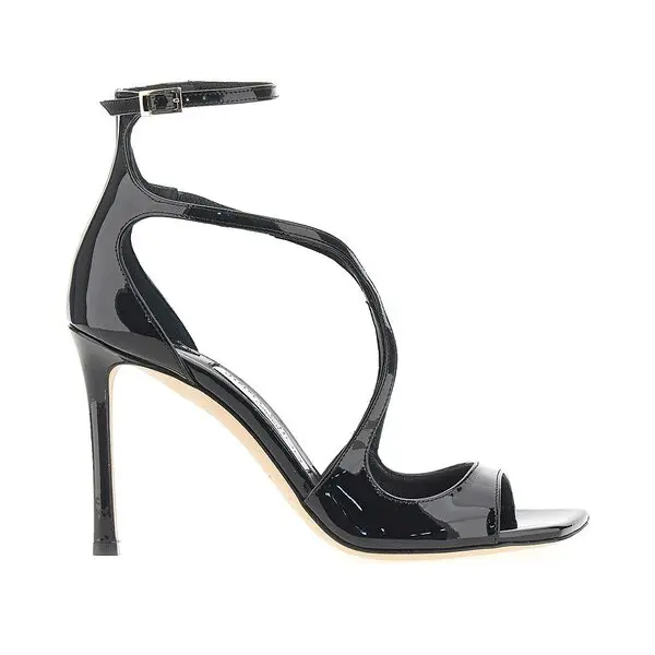 JIMMY CHOO Azia Patent Leather Sandals - Black