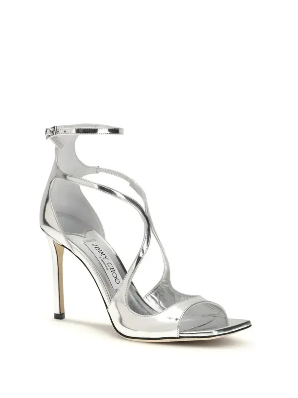 JIMMY CHOO Azia Patent Leather Sandals - Silver