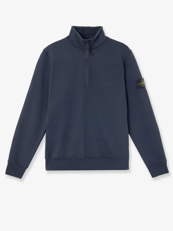Stone Island Cotton Sweatshirt With Side Logo Patch - Multicolor