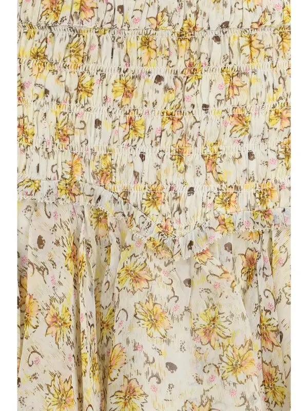 Isabel Marant Étoile Marant Fiala Printed Chiffon Ruffled Skirt - Cream