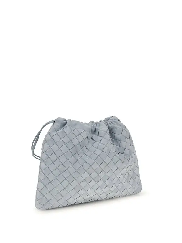 Bottega Veneta Pouch Dustbag In Suede With Intrecciato Pattern - Blue