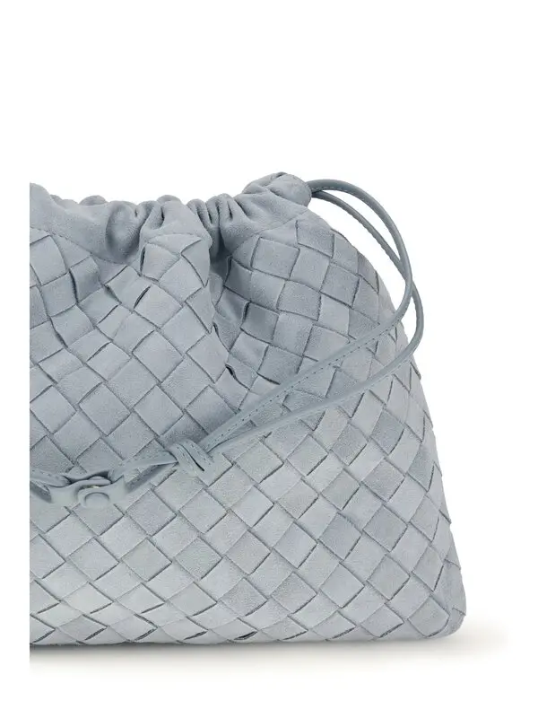 Bottega Veneta Pouch Dustbag In Suede With Intrecciato Pattern - Blue