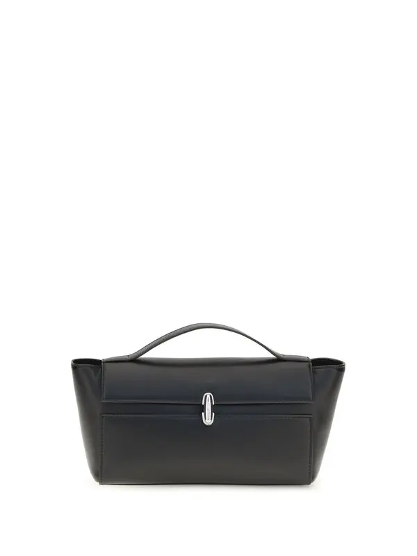Savette Symmetry Trapeze Clutch In Smooth Leather - Black