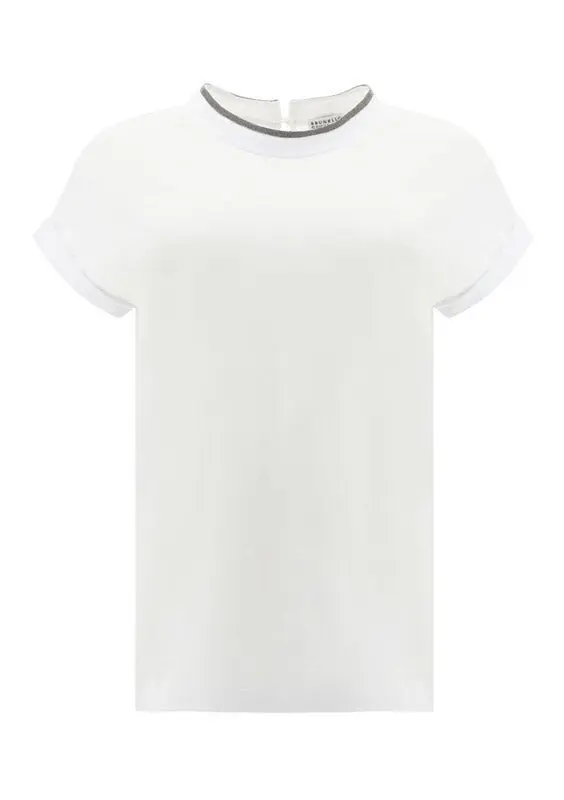 Brunello Cucinelli Cotton T-shirt With Monili Embellishment - White