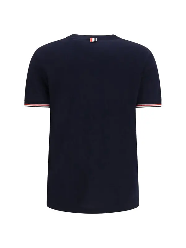 Thom Browne Wool-blend T-shirt With Contrasting Trims - Blue