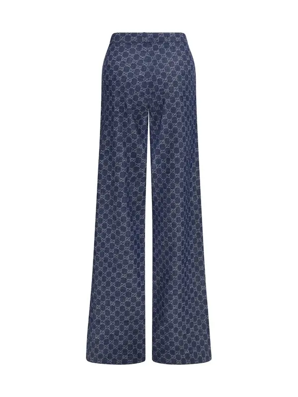 Gucci Gg Cotton Jacquard Denim Pants - Blue