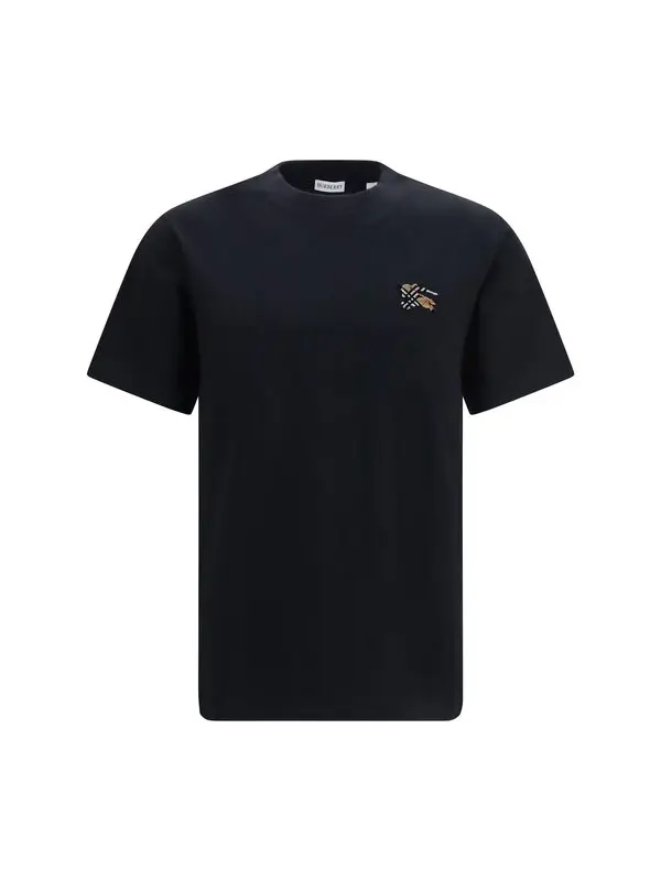 Burberry Embroidered Logo Cotton T-shirt - Black