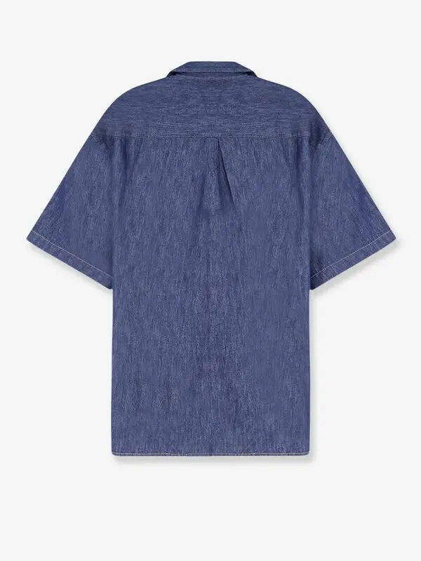 Loewe Blue Denim Shirt With Embroidered Anagram Logo