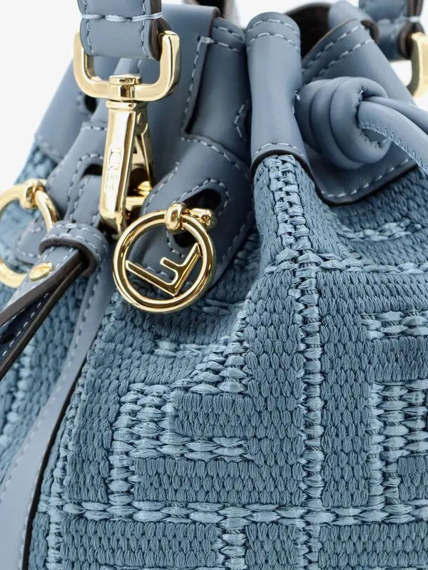 Fendi Mon Tresor Raffia Shoulder Bag With Ff Embroidery