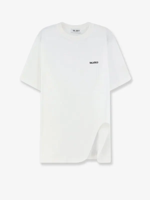 Attico Oversize Cotton T-shirt With Embroidered Logo - White