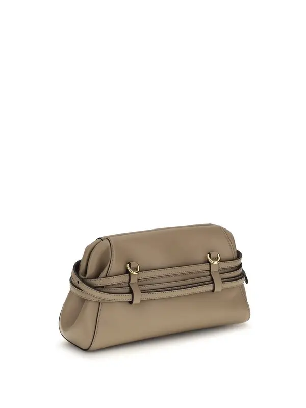 Moschino Belt-detail Leather Clutch - Cream