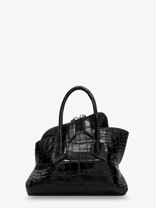 Attico La Passeggiata Mini Croc Effect Leather Handbag - Black