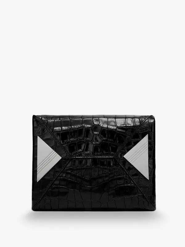 Attico La Passeggiata Mini Croc Effect Leather Handbag - Black