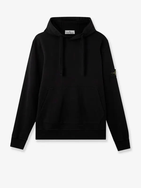Stone Island Cotton Logo Patch Hoodie - Black