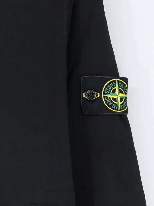 Stone Island Cotton Logo Patch Hoodie - Black