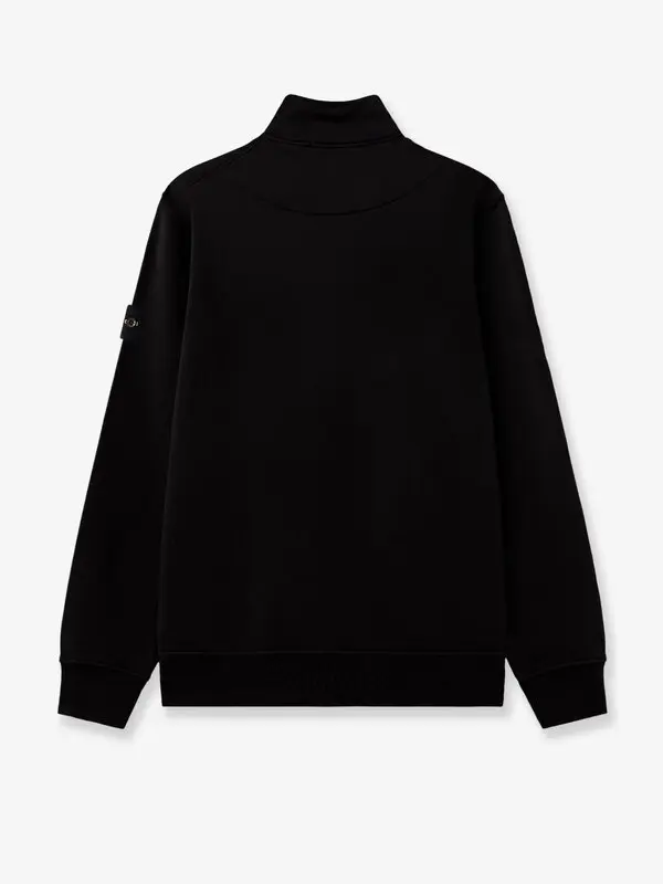 Stone Island Cotton Sweatshirt With Side Logo Patch - Black