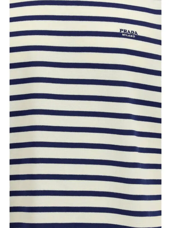 Prada Striped Crew Neck Short Sleeve Cotton Sweater