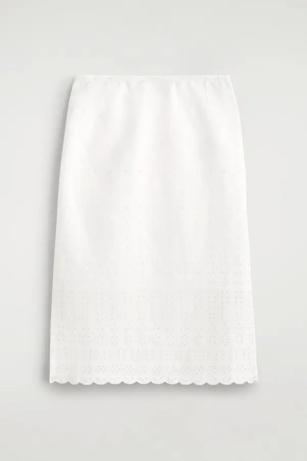 Cos Eyelet Cotton-linen Midi Skirt