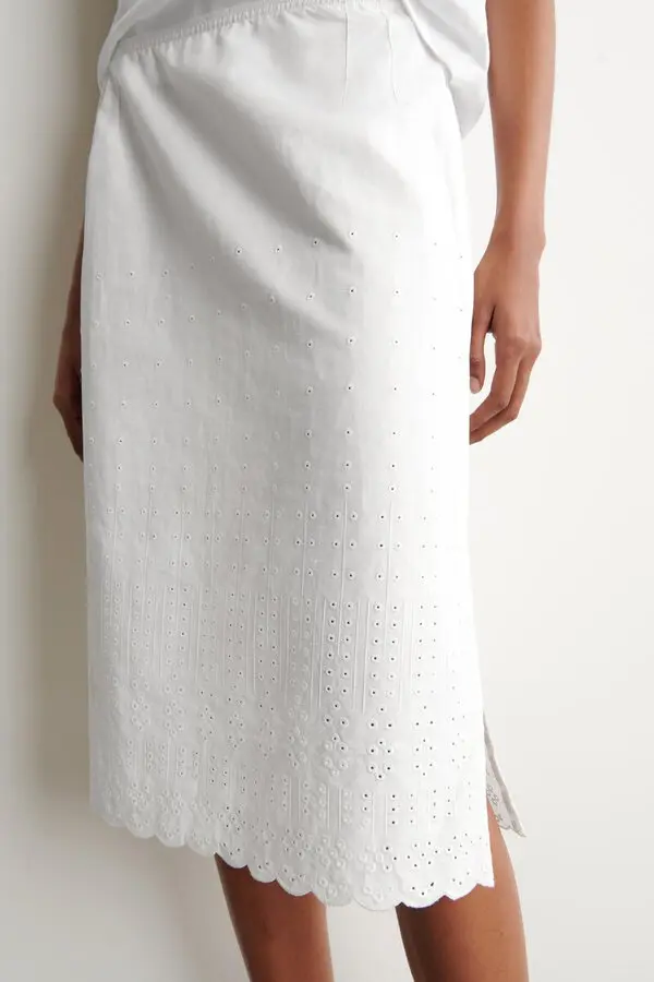 Cos Eyelet Cotton-linen Midi Skirt