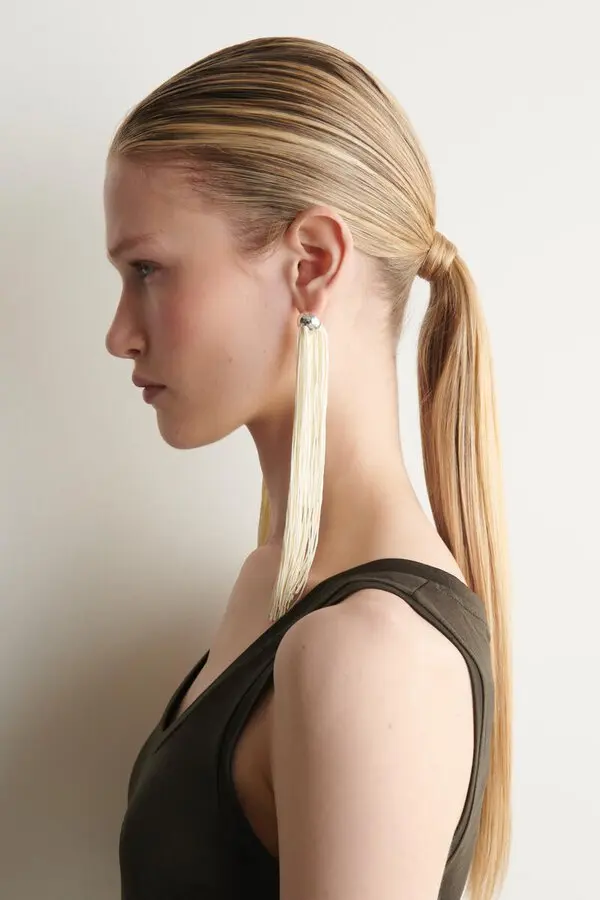 Cos Tasseled Dangle Earrings With Silver-plated Sphere