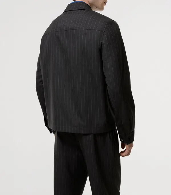 Burberry Wool Pinstripe Bloomsbury Harrington Jacket