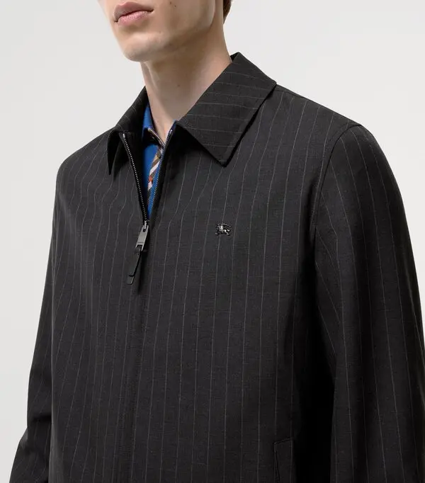 Burberry Wool Pinstripe Bloomsbury Harrington Jacket