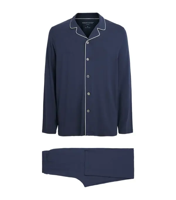 Derek Rose Modal-blend Basel Pyjama Set - Navy