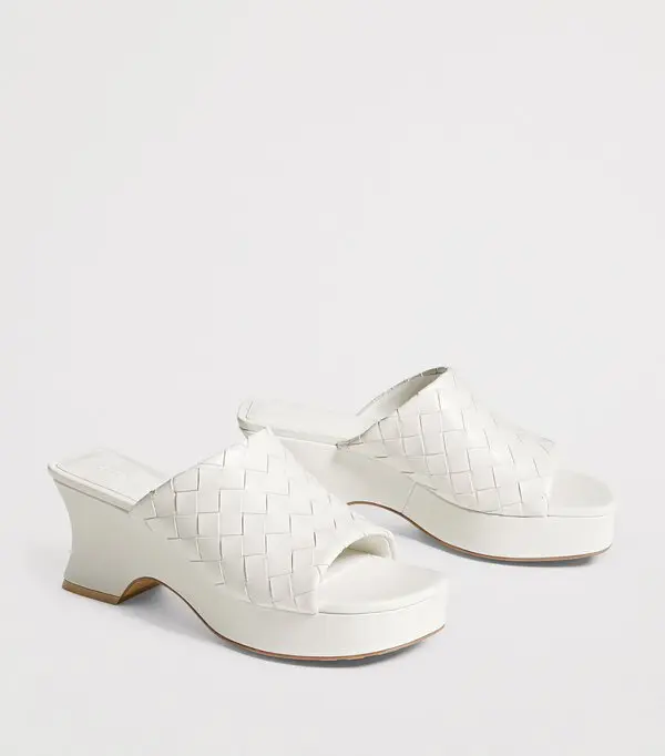 Bottega Veneta Lambskin Rosita Wedge Mules - White