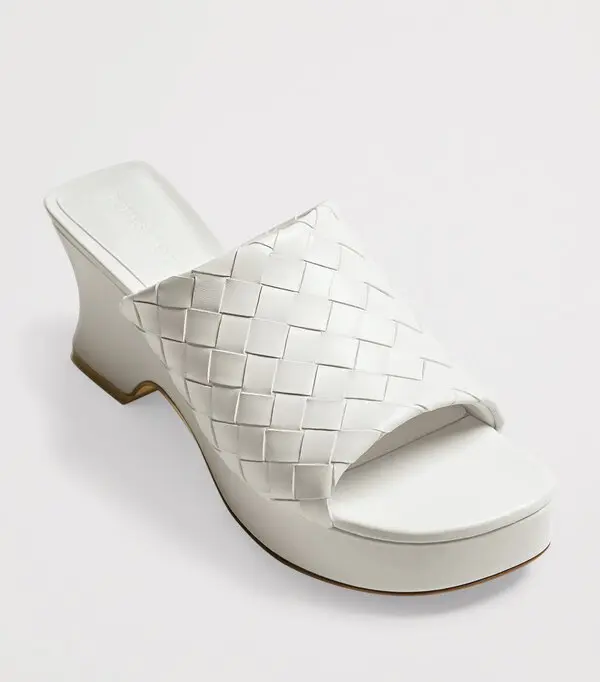 Bottega Veneta Lambskin Rosita Wedge Mules - White