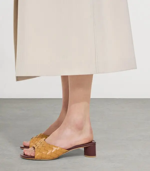 Bottega Veneta Lambskin Livia Heeled Mules - Brown