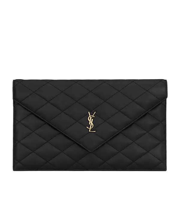 Saint Laurent Logo Plaque Pouch - Black