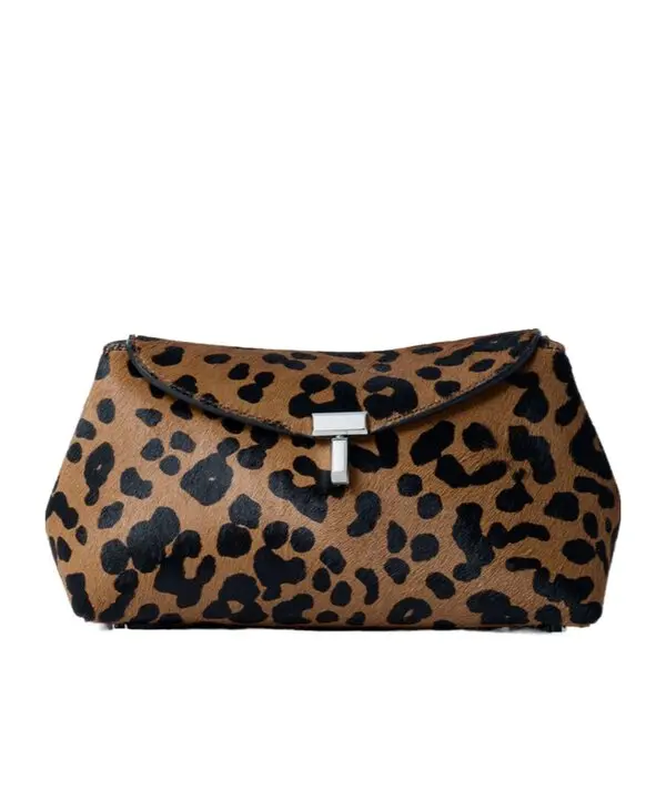 TOTEME Printed Foldover Top Clutch Bag - Brown