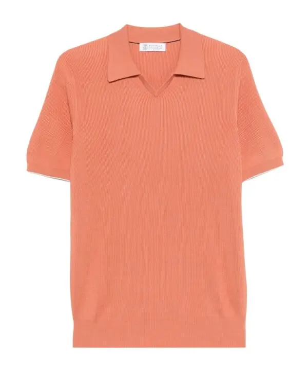 Brunello Cucinelli V-neck Ribbed T-shirt