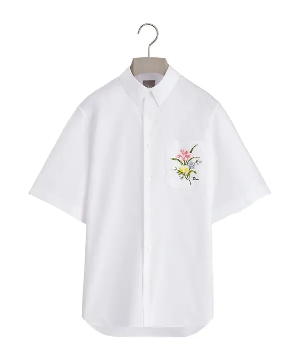 Dior Short-sleeved Shirt With Secret Garden Embroidery - White