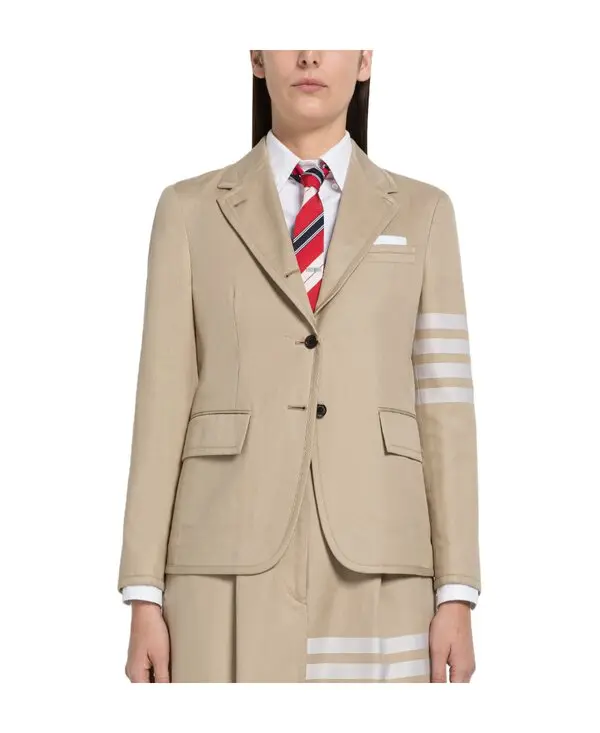 Thom Browne Twill Back Loop 4-stripe Blazer - Nude