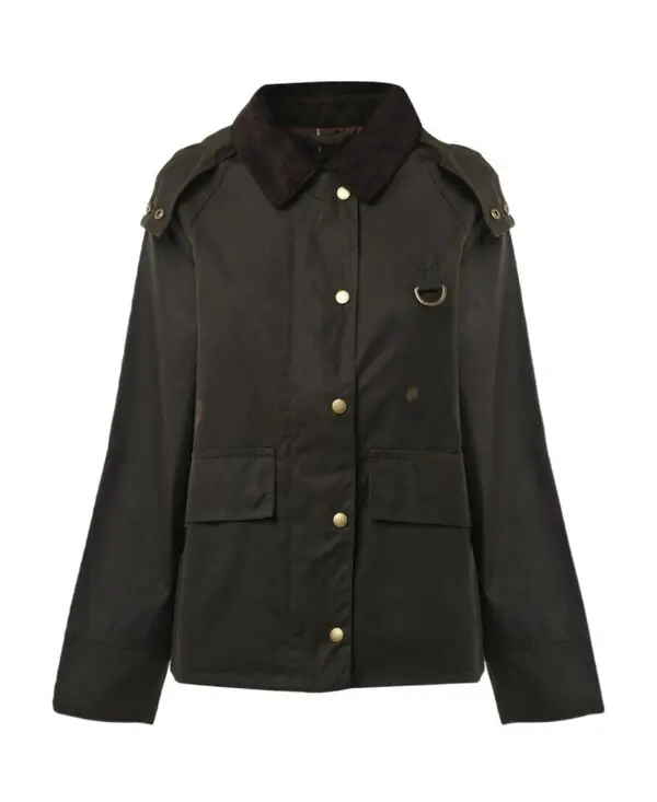Barbour Avon Hooded Waxed Jacket - Black